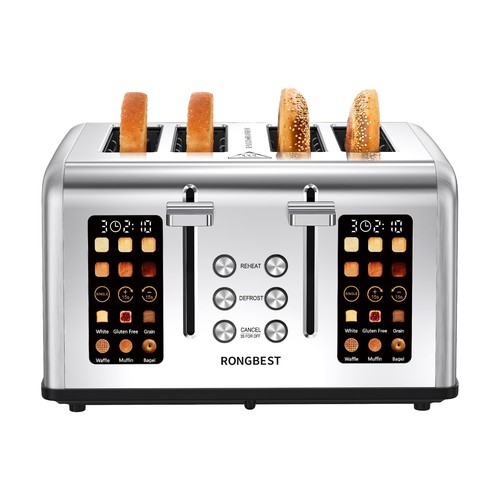 4 Slice Touch Screen Toaster, Stainless Steel Toaster with Wide Slots ...