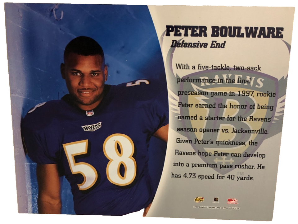 Signed Peter Boulware Ravens MLB 1997 Vintage Donruss Leaf 8X10 Jumbo ...