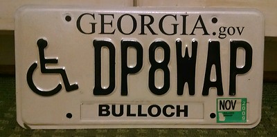 2009 Georgia License Plate Bulloch Handicapped Disabled Wheelchair ...