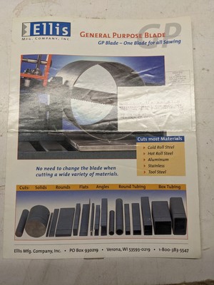 ELLIS MFG GENERAP PURPOSE BLADE GP SALES PRICE LIST BROCHURE FEATURES ...