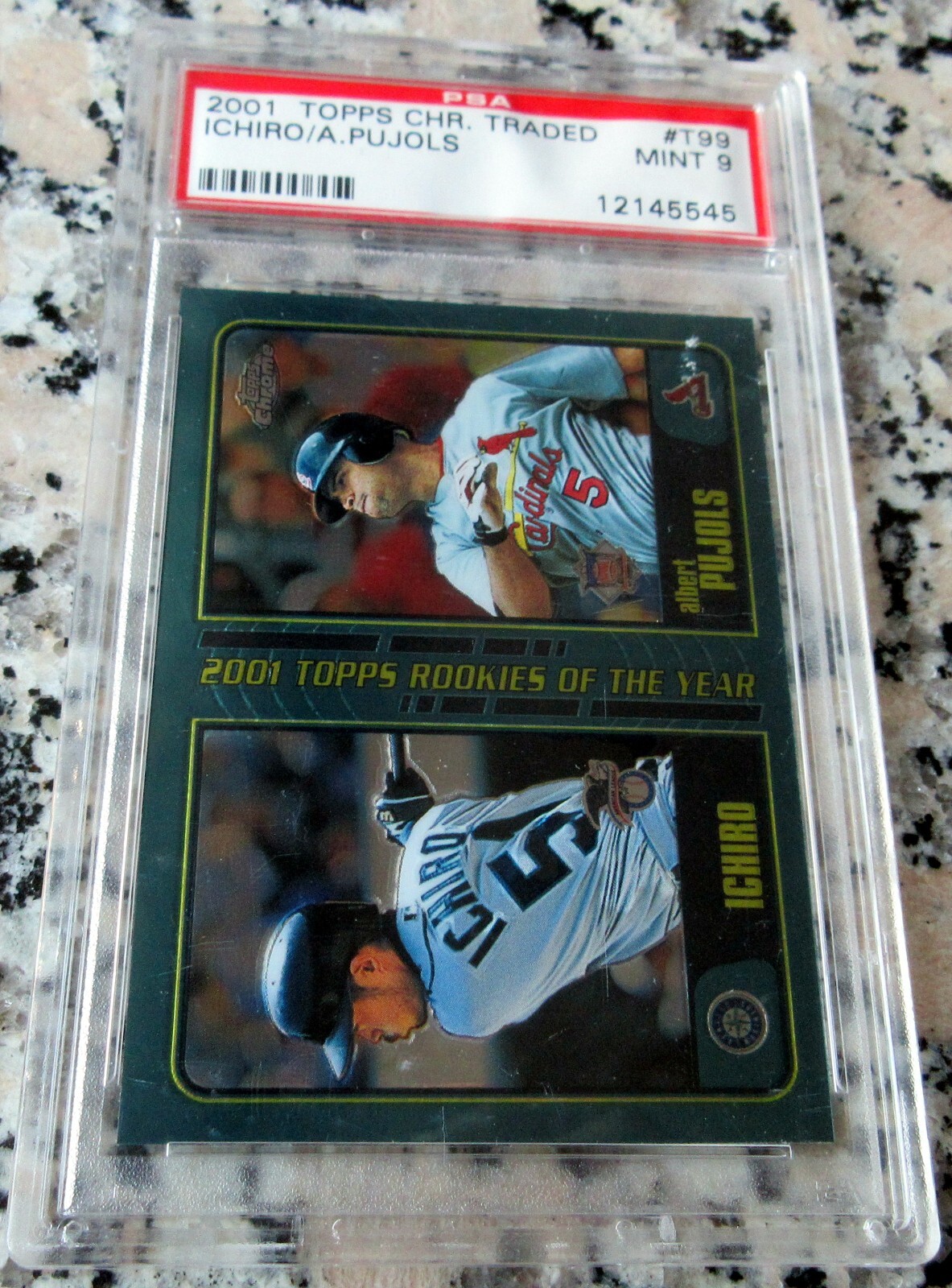 ALBERT PUJOLS ICHIRO 2001 Topps CHROME Rookie Card RC PSA 9🔥700 HRs ...
