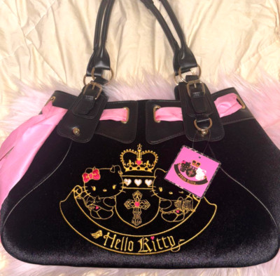 Hello Kitty x SPINNS Angel Little Devil Series Velour Bag Black Japan ...