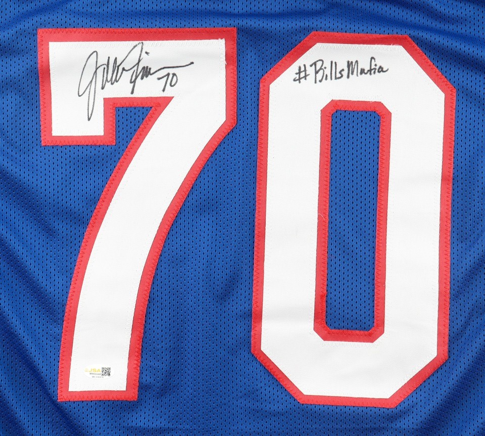John Fina Signed Buffalo Jersey Inscribed "#Bills Mafia" (JSA) 1992 1st ...