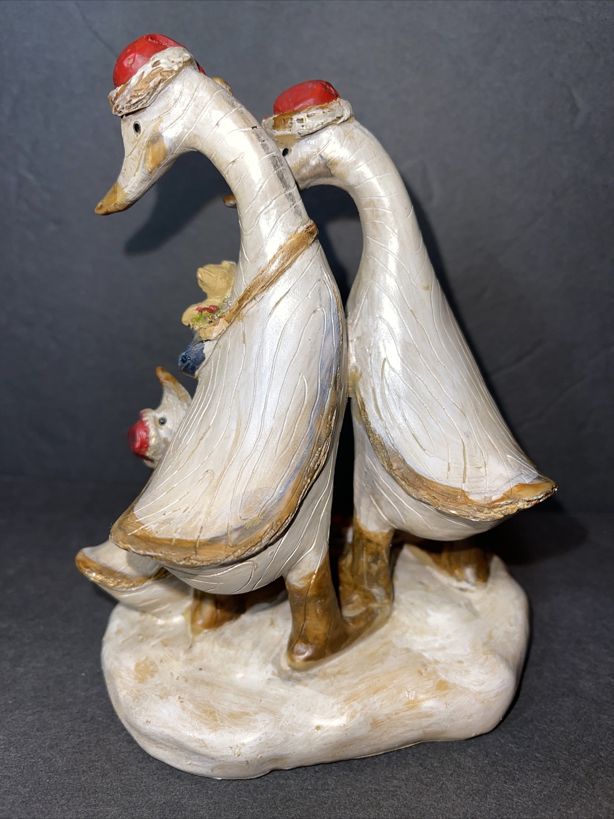 Holiday Duck Family Christmas Figurine Santa Hat Resin Rustic Tii ...