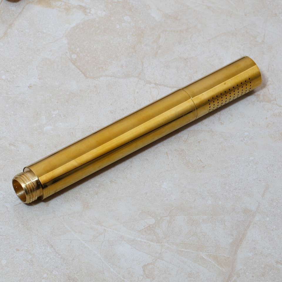 3PCS Gold Bathtub Faucet Round Mixer Valve Rain Hand Held Shower Spout ...