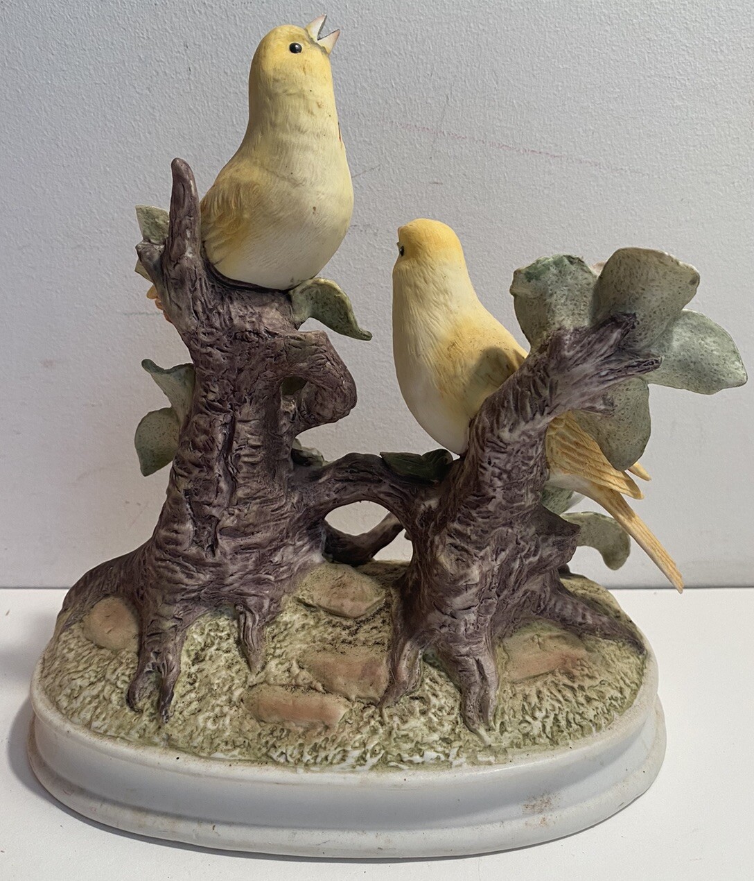 VINTAGE GROUP OF CANARIES BY ANDREA BIRD AND FLOWERS FIGURE 8.5” TALL ...