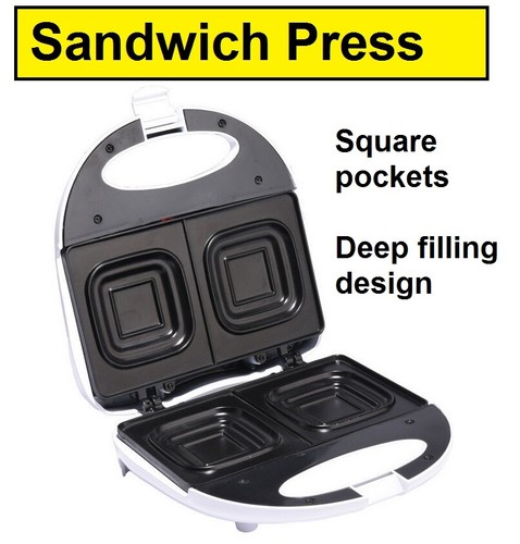 Sandwich Grill Press Toastie Square Pockets Non Stick Jaffle Maker ...