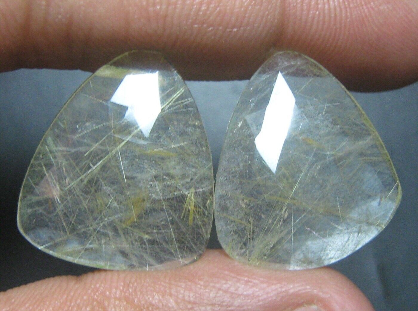 Natural Golden Rutile Rose Cut Faceted Pair Fancy 24.40 Ct Gemstone H ...