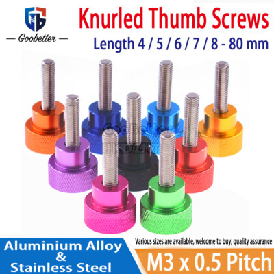 M3 Aluminum Knurled Thumb Screws + 304 A2 Stainless Steel Hand Grip ...