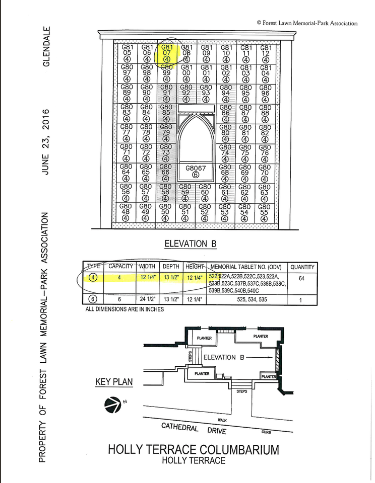 Forest Lawn Glendale California - Companion Niche - Cemetery plot - 4 ...