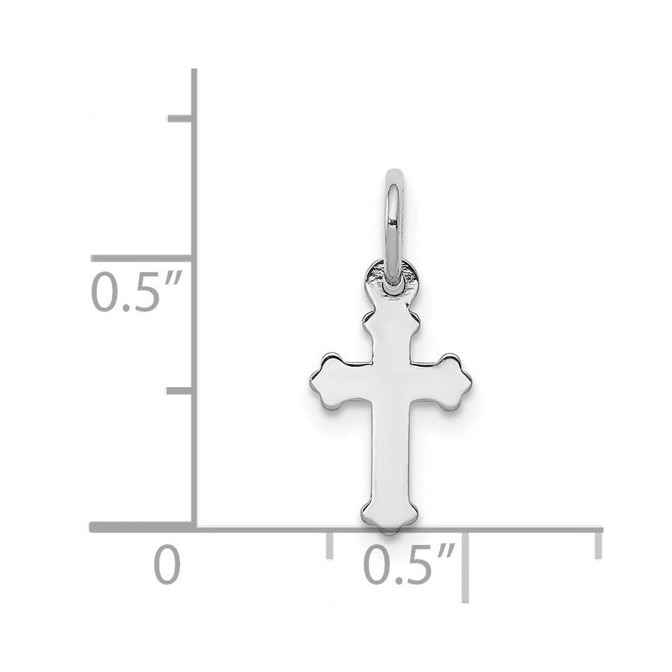14k White Gold Polished Budded Mini Cross Charm Pendant 0.67 Inch | eBay