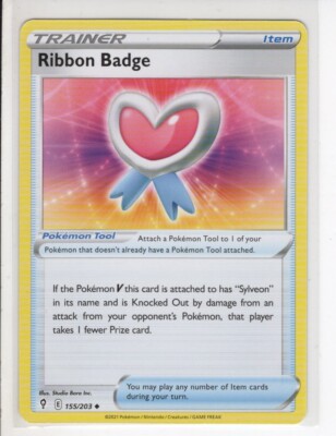 RIBBON BADGE TRAINER EVOLVING SKIES SET POKEMON CARD 155/203 LP | eBay