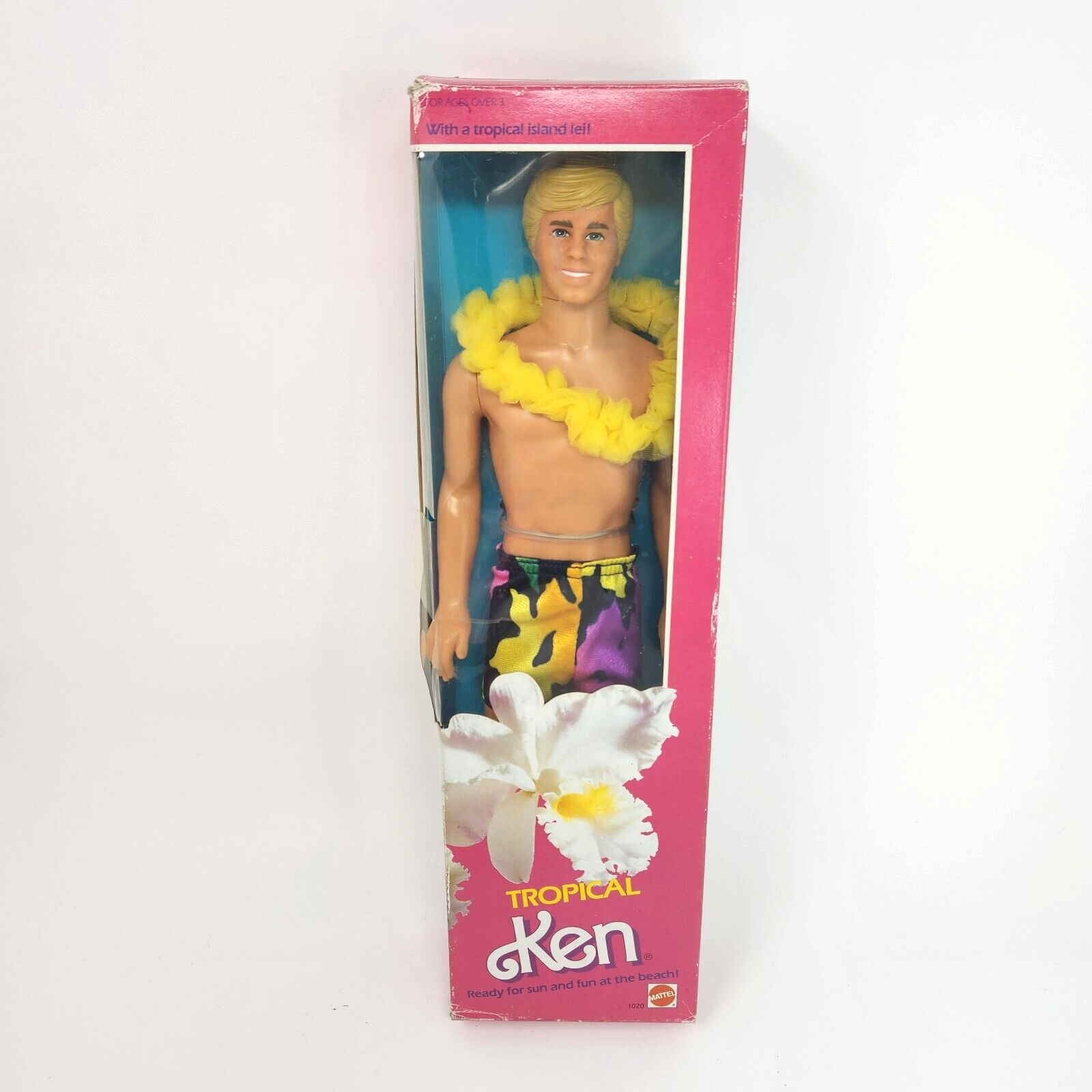 VINTAGE 1985 TROPICAL KEN BARBIE DOLL # 1020 IN ORIGINAL BOX CRACKED ...