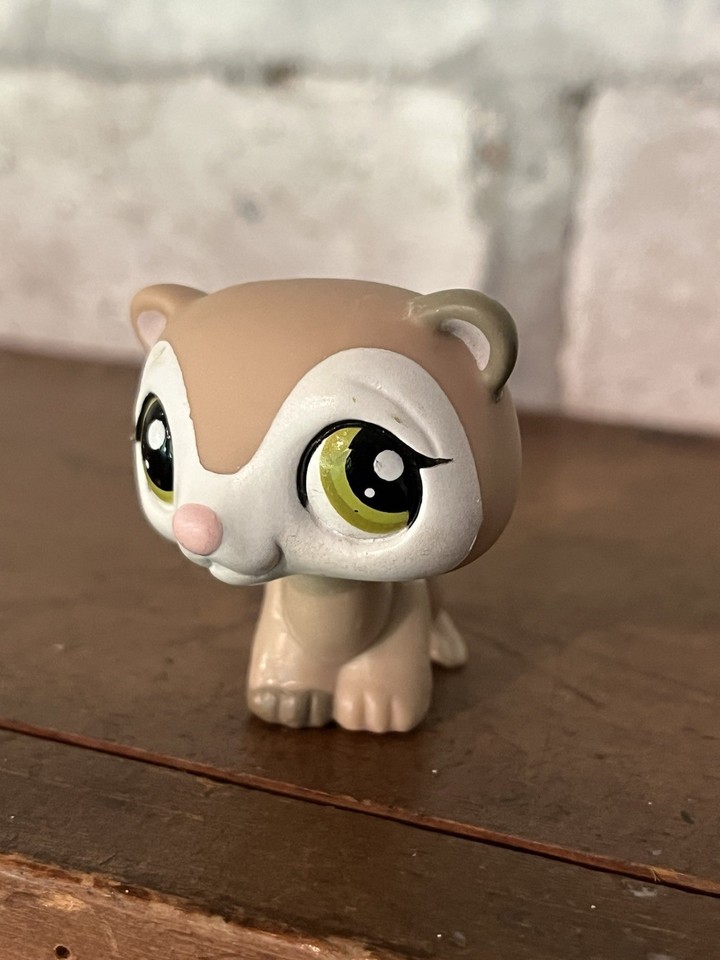 Littlest Pet Shop LPS Authentic # 1573 Brown Tan White Ferret Green ...