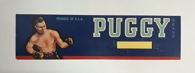 PUGGY Brand Boxing Theme Vintage Produce Crate Label | eBay