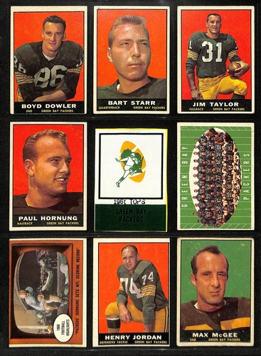 1961 TOPPS Football Cards Green Bay Packers Complete Team Set (10 ...