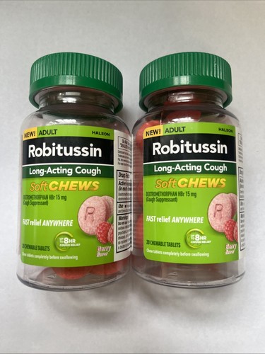 SEE PICS EXP 20ct Robitussin Adult Long-Acting Cough Berry SOFT CHEWS ...