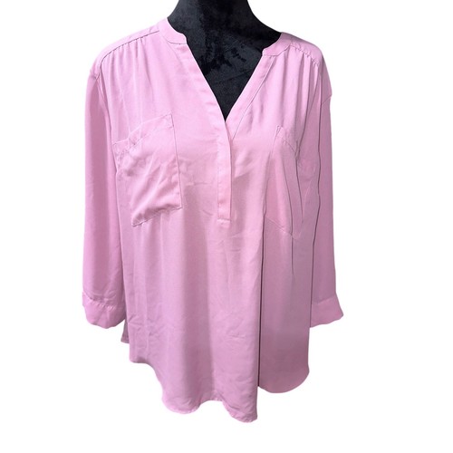 Torrid Harper Plus Women’s Henley Style Blouse 3/4 Roll tab sleeve ...