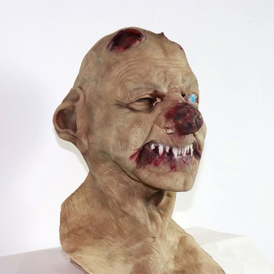 Latex Headgear Mask Haunted Ho Red Nose Fangs Devil Clown Mask Rotten ...