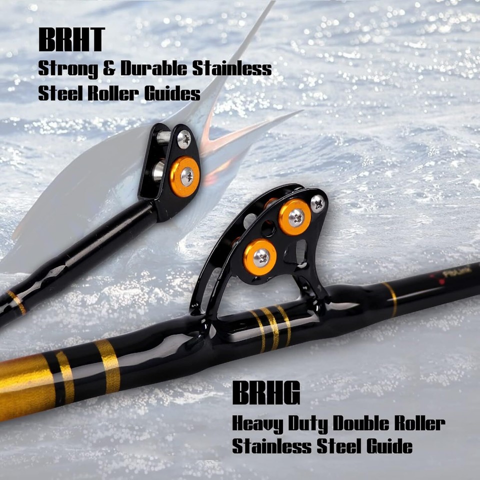 Straight/Bent Butt Trolling Rod Saltwater Offshore Fishing Pole Roller ...