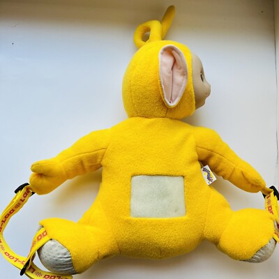 Vintage Teletubbie Laa Laa Yellow Plush Backpack 1990’s 15" Rubber Face ...