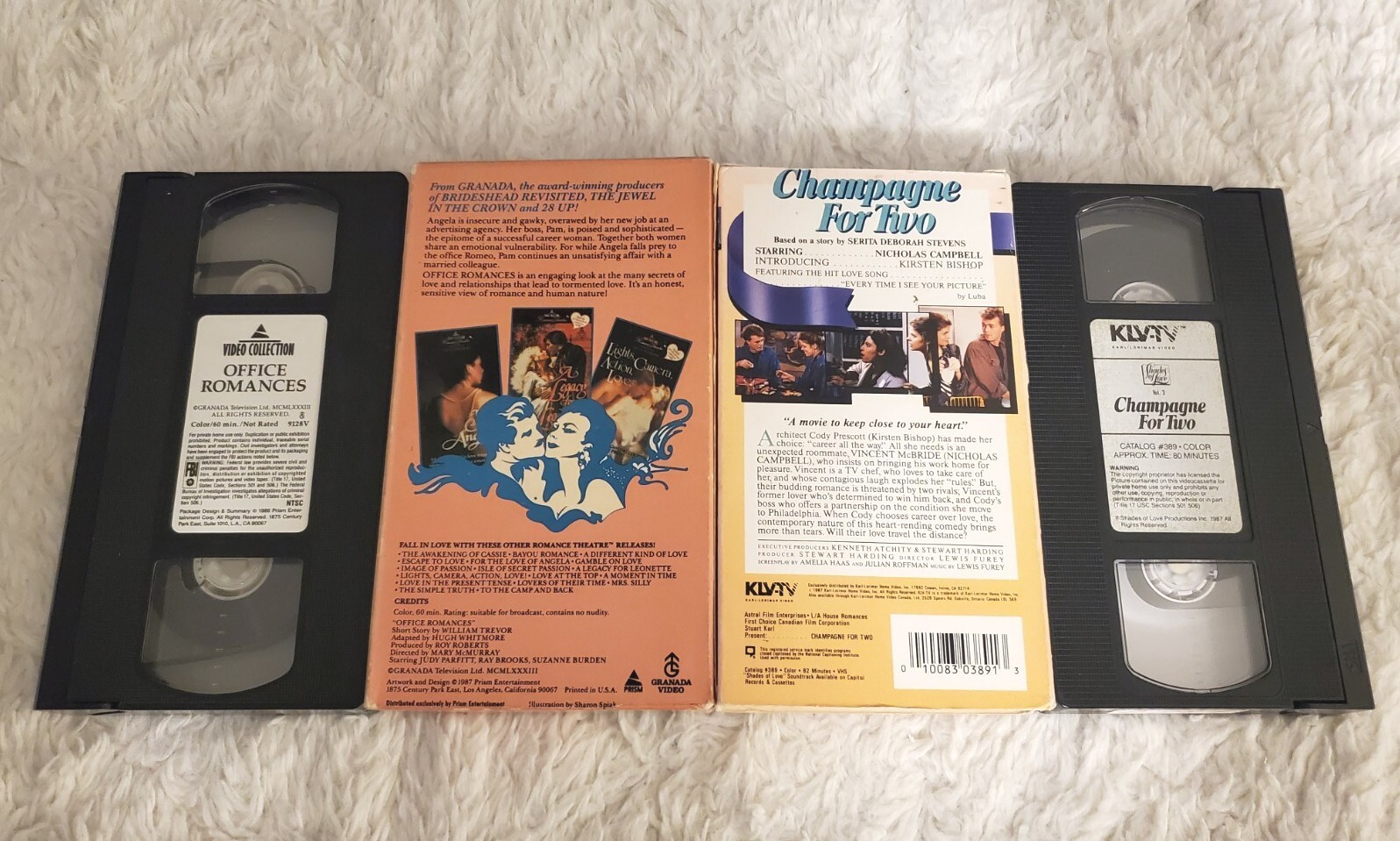 ROMANCE VIDEO NOVELS 2 VHS Lot CHAMPAGNE FOR TWO Office Romances VERY ...