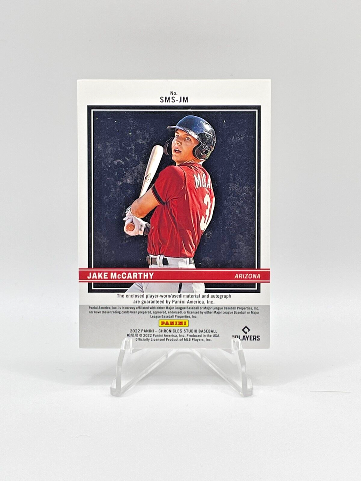 Jake McCarthy 2022 Panini RARE GOLD STUDIO TRI-COLOR PATCH AUTO Rookie ...