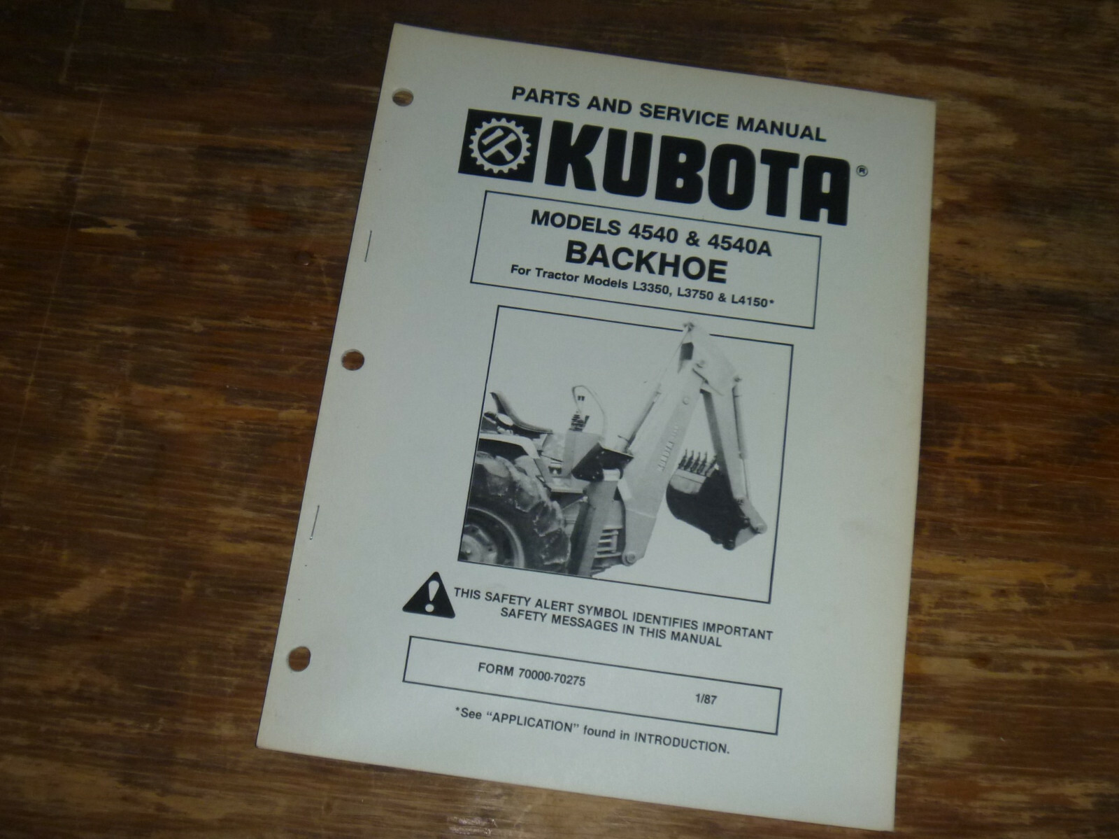 Kubota 4540 4540A Backhoe L4150 Tractor Parts Catalog Service Repair ...