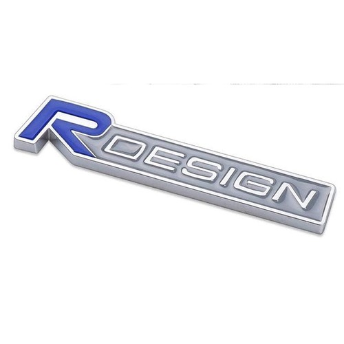 Volvo R DESIGN BLUE Silver Grill Badge Front Emblem XC60 V70 S60 V40 ...