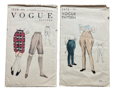 2 Vintage 50's VOGUE Pant Patterns #1528 & #2478- size 24" waist | eBay
