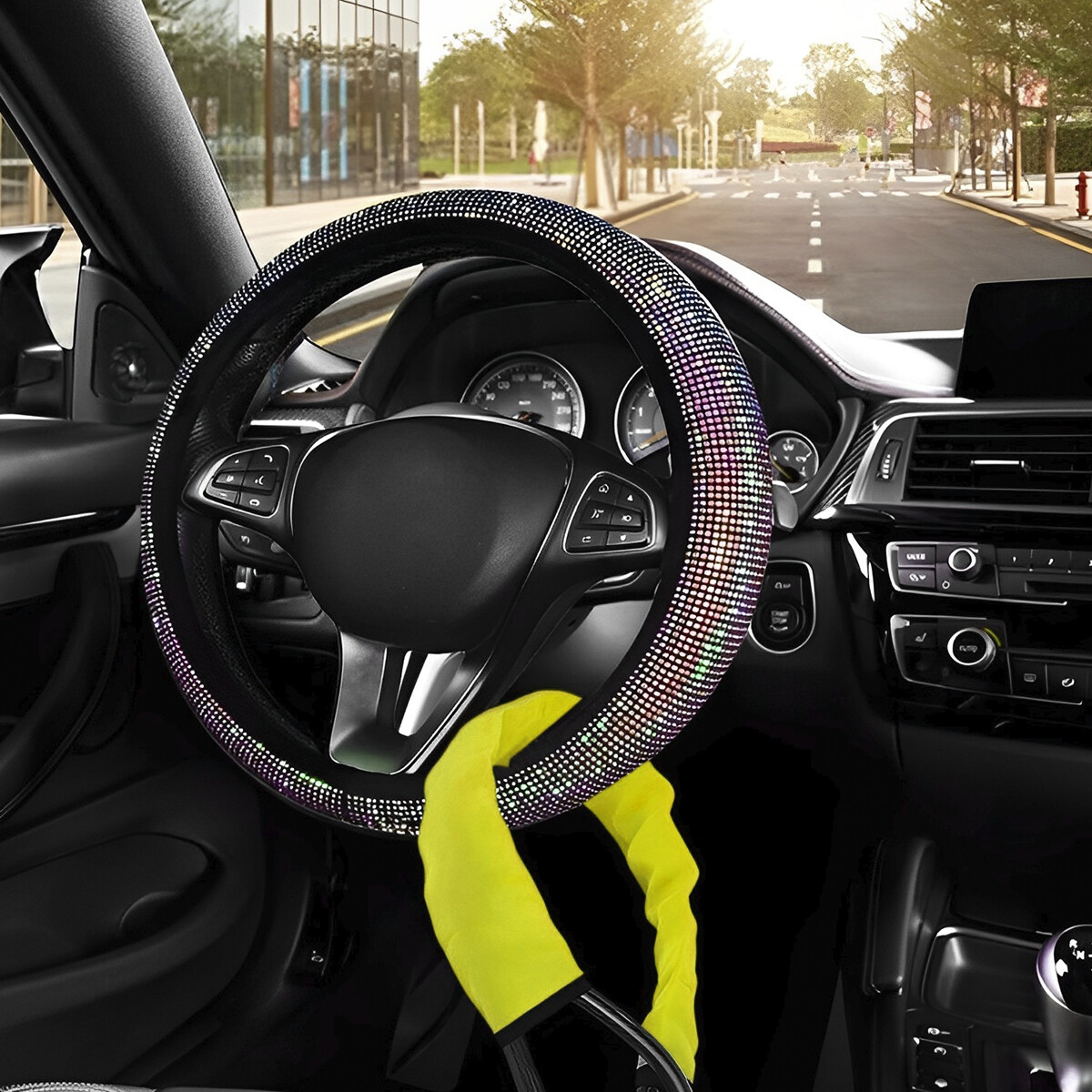 Steering Wheel Lock Car Seat Belt Lock with 3 Key Anti-Theft Auto ...