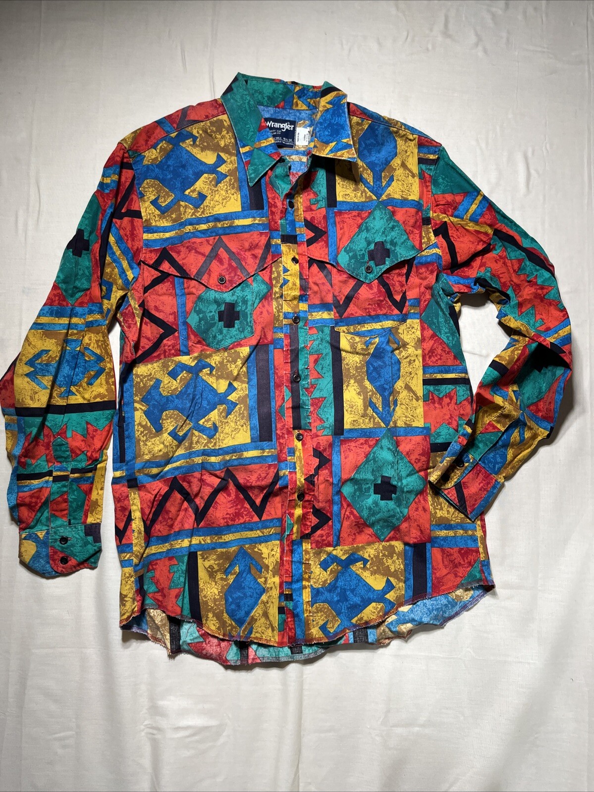 VTG Wrangler Long Sleeve Aztec South West Cowboy Cut … - Gem