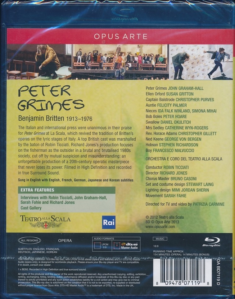 Benjamin Britten Peter Grimes Bluray Blu-ray NEW Graham-Hall Gritton ...