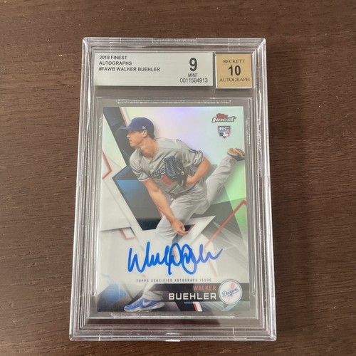 2018 Topps Finest Walker Buehler AUTO Rookie Card 9 / 10 Mint Dodgers ...