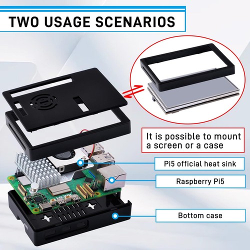 GeeekPi 3.5 HDMI Touch Screen & Case for Raspberry Pi 5 + Active Cooler ...