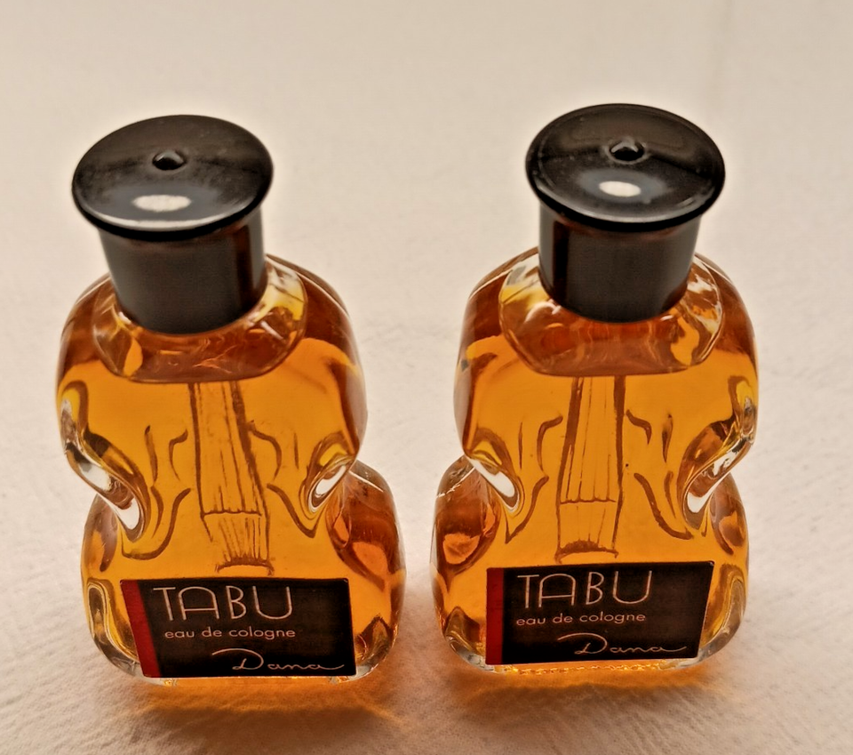 2 TABU Cologne By Dana 1/2 Fluid Ounce/15 ml. Violin Perfume Bottle VTG ...