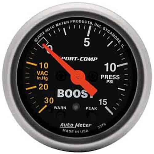 Auto Meter 3376 Sport-Comp Vacuum/Boost Gauge 46074033766| eBay