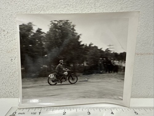 Vintage Snapshot Photo Motocross Man Riding Motorcycle Race Action Shot ...