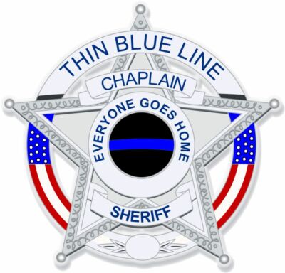 Thin Blue Line CHAPLAIN SHERIFF Badge Diamond Style Exterior Window ...