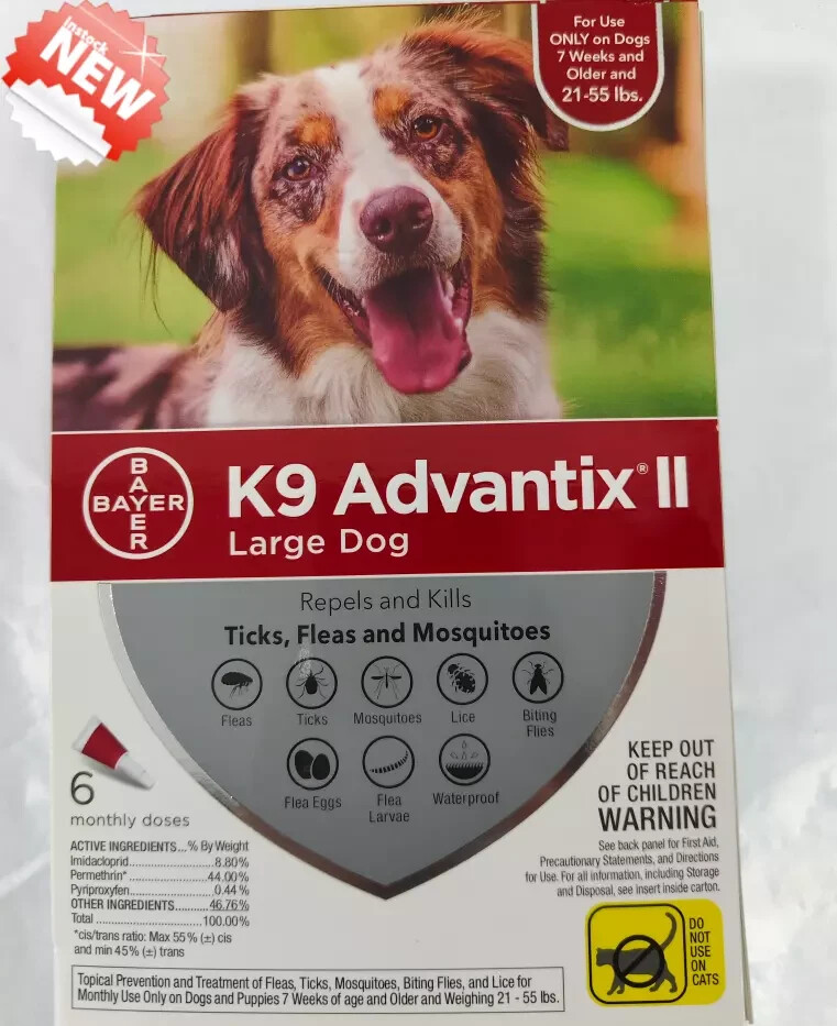 K9 Advantix II for Large Dogs 21-55lbs-6 Pack, Flea,Tick Prevention ...