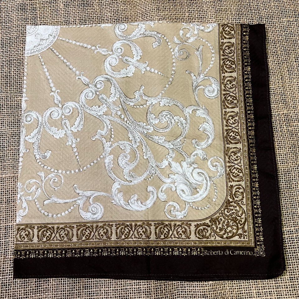GOLD BROWN MEN HANDKERCHIEF ART FLORA PAISLEY CLASSIC COTTON POCKET ...