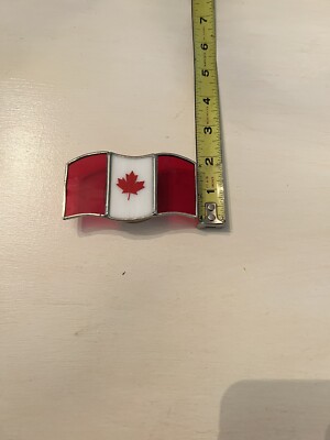 Stained Glass Canadian Flag Sun Catcher Window Ornament Reds & White ...