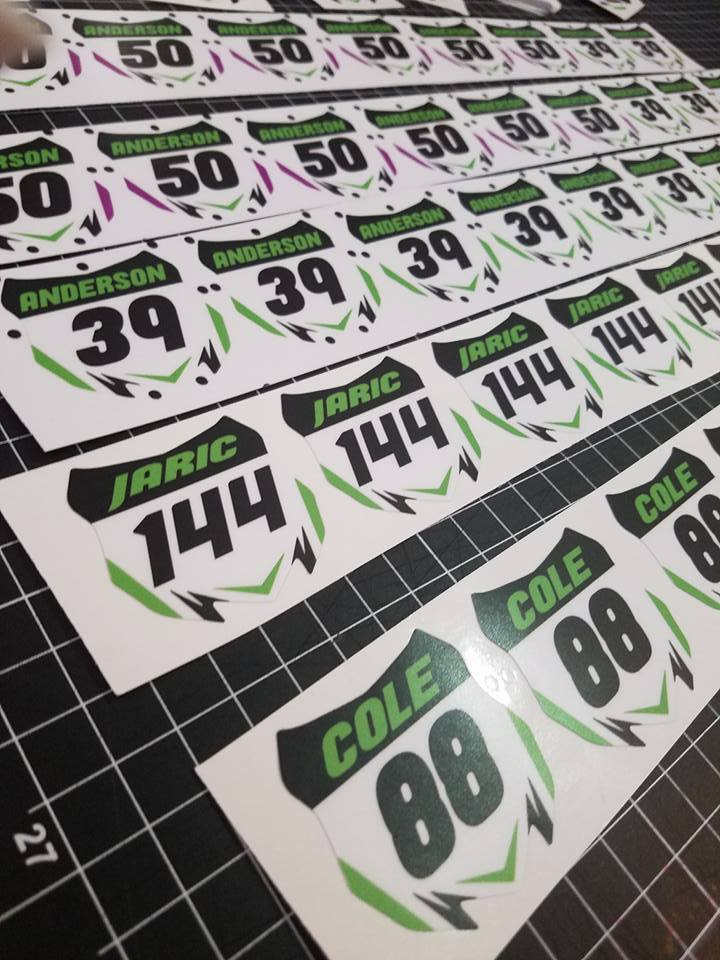 Dirtbike Moto Number Plate Decals HONDA KAWASAKI SUZUKI YAMAHA ...
