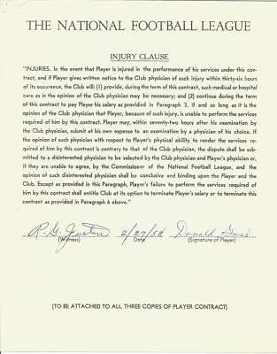 Donald Goss Cleveland Browns Signed/Autographed 1958 NFL Injury Clause ...