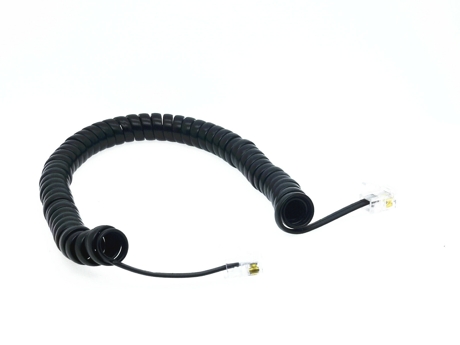1x Telephone Spiral Wire Phone Handset Curly Cord Cable RJ11 4P4C Black ...