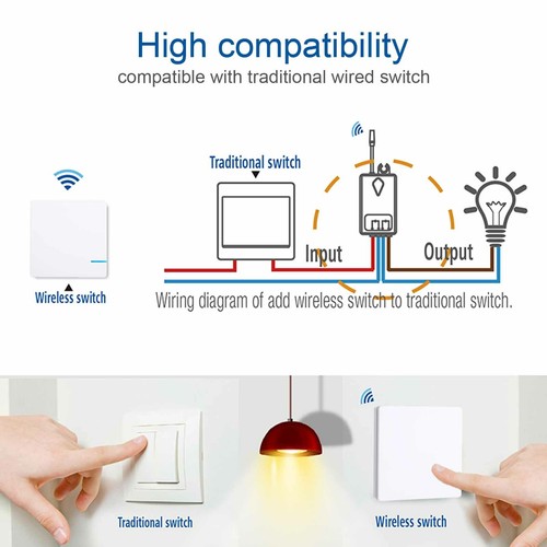 Wireless Light Switch Kit Remote Receiver Control Lamp Ceiling Fan 3 ...