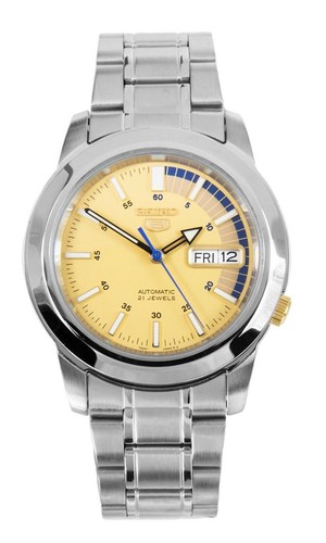 Seiko 5 SNKK29 Men's Stainless Steel Yellow Dial Day Date Automatic ...