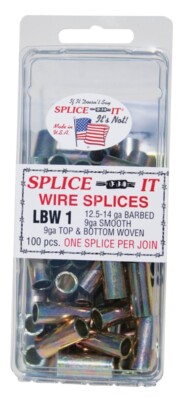NEW FARM PRODUCTS "SPLICE-IT" LBW1 PACK 100 ELECTRIC & BARB WIRE ...