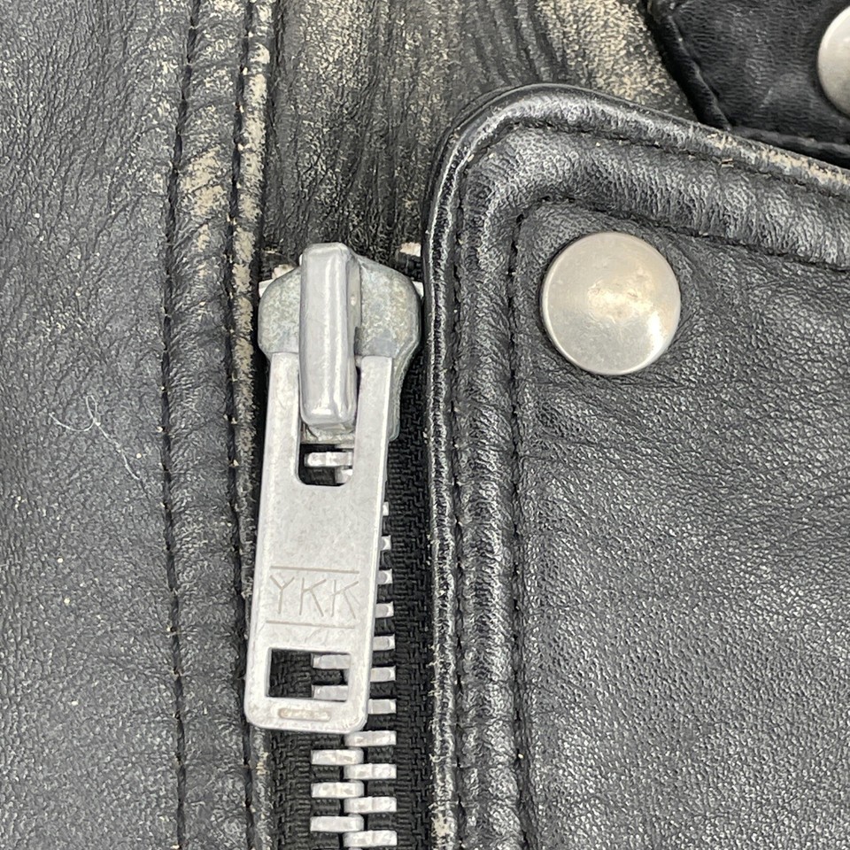 Leather Jacket Men's Small Black Zippers Buckles Heavyweight Punk Goth ...