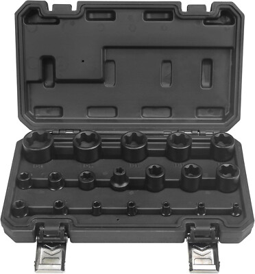 19Pc External Torx plus Socket Set 6 Point EP Socket EP4, EP5, EP6, EP7 ...